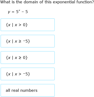 IXL - Domain and range of exponential functions (Year 10 maths practice)