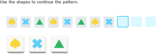 IXL - Complete a repeating pattern (Year 2 maths practice)