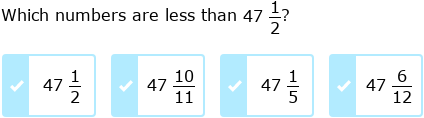 IXL - Compare mixed numbers and improper fractions (Year 7 maths practice)