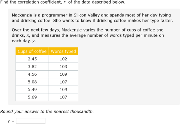 IXL - Calculate correlation coefficients (Year 12 maths practice)