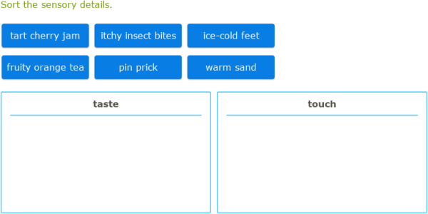 IXL - Sort sensory details (Year 4 English practice)