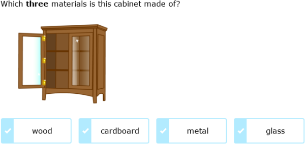 IXL - Identify multiple materials in objects (Year 2 science practice)