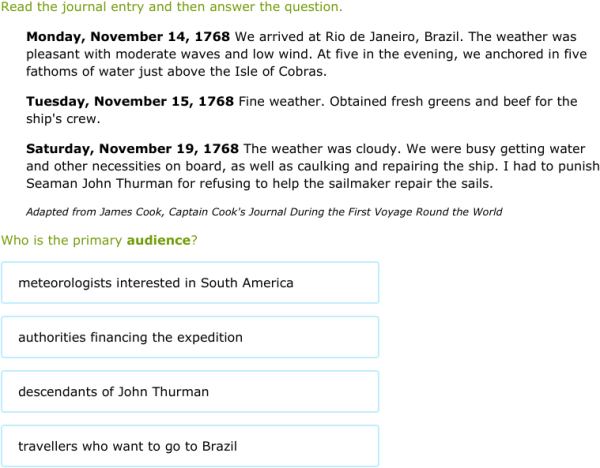 IXL - Identify audience and purpose (Year 9 English practice)