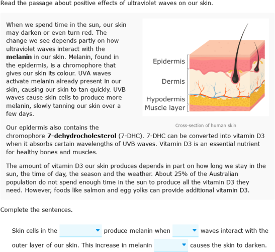IXL - Effects of ultraviolet waves (Year 9 science practice)