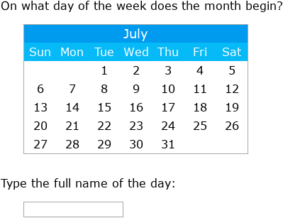 IXL - Read a calendar (Year 3 maths practice)
