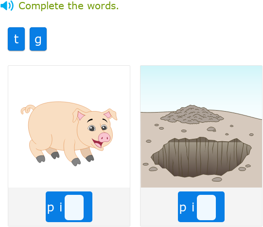 IXL - Complete the short i words (Foundation English practice)