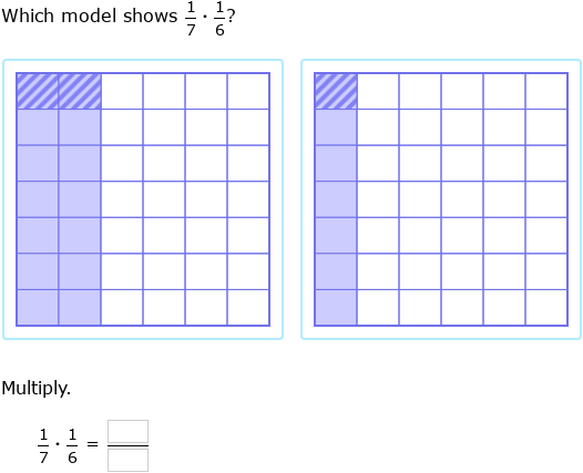 IXL - Multiply two unit fractions using models (Year 7 maths practice)