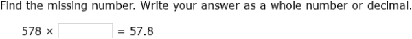 IXL - Multiply by a power of ten with decimals: find the missing number ...