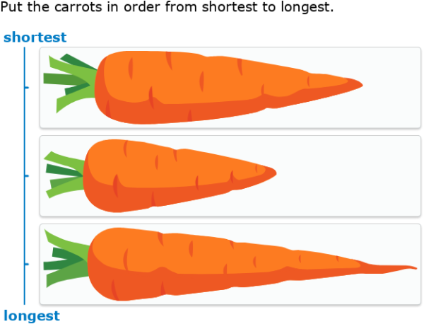 IXL - Order objects: length and height (Year 1 maths practice)