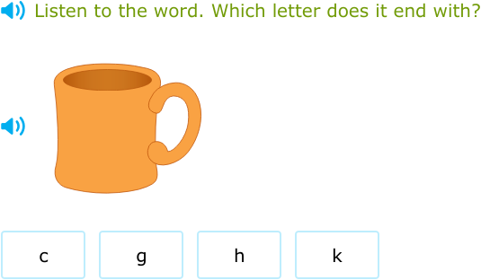 IXL - Which letter does the word end with? (Foundation English practice)