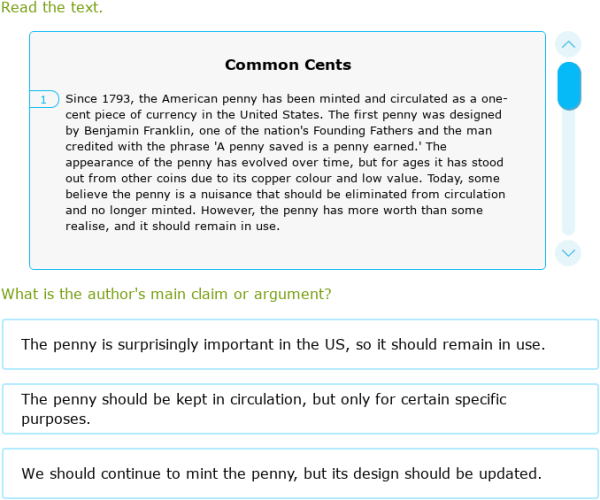 IXL - Trace an argument: set 1 (Year 10 English practice)