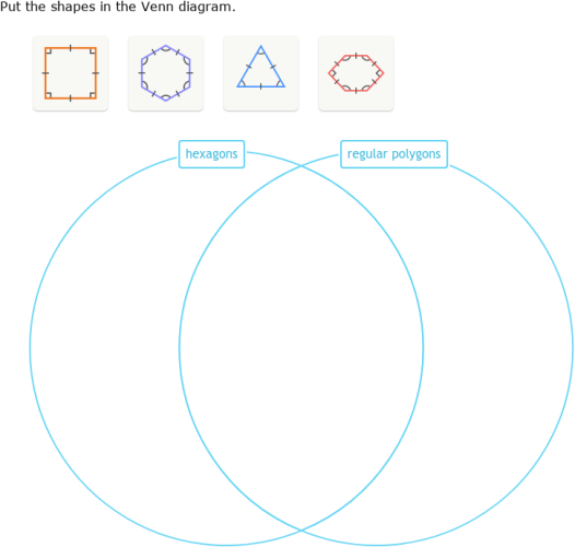 IXL - Sort polygons into Venn diagrams (Year 5 maths practice)