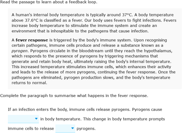 IXL - Homeostasis and feedback loops (Year 9 science practice)