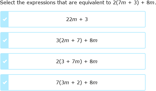 IXL - Identify equivalent linear expressions (Year 7 maths practice)