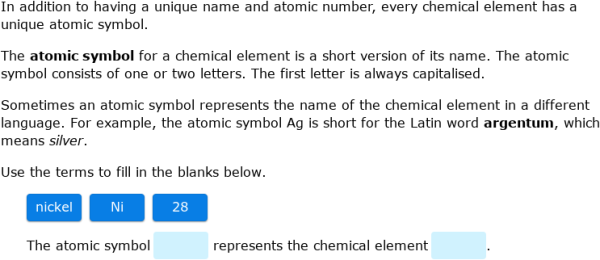 IXL - What are atoms and chemical elements? (Year 8 science practice)