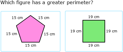 IXL - Compare area and perimeter of two figures (Year 6 maths practice)
