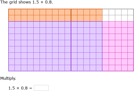 IXL - Multiply decimals using grids (Year 7 maths practice)