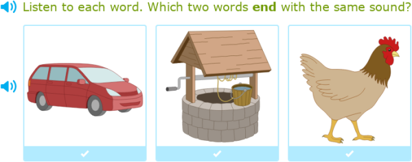 IXL - Which two words end with the same sound? (Preschool English practice)