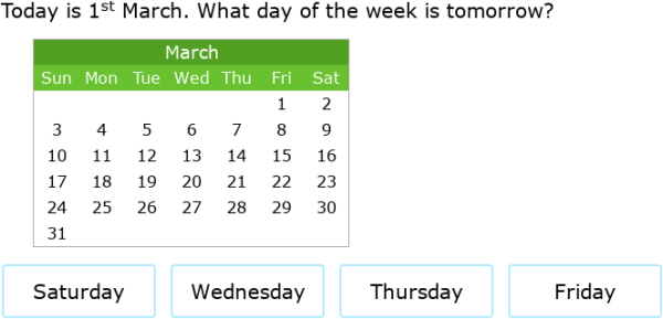 IXL - Read a calendar (Year 1 maths practice)