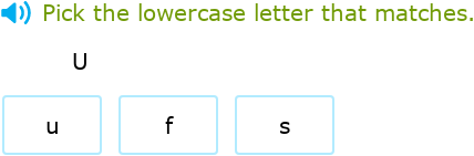 IXL - Choose the lowercase letter that matches: c, k, o, p, s, u, v, w ...