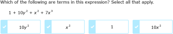 IXL - Identify terms and coefficients (Year 6 maths practice)