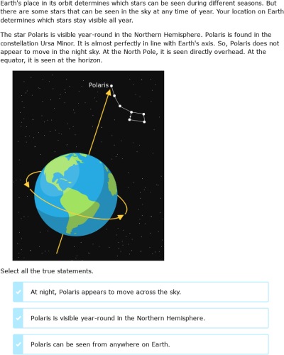 IXL - Constellations and the changing night sky (Year 6 science practice)