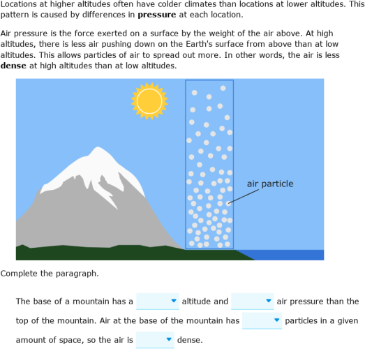IXL - Factors affecting climate: altitude (Year 7 science practice)