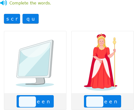 IXL - Complete the vowel digraph words (Year 2 English practice)