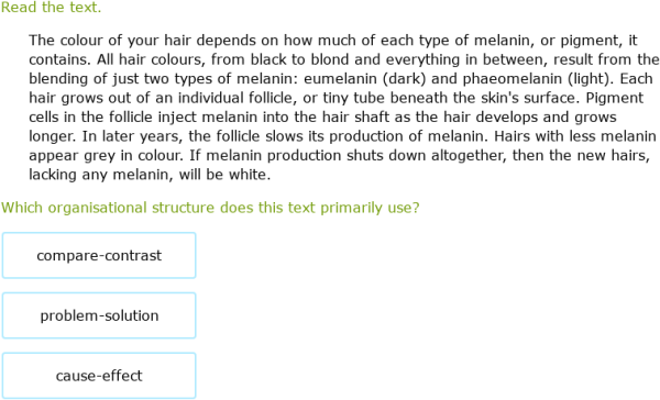 IXL - Identify text structures (Year 7 English practice)