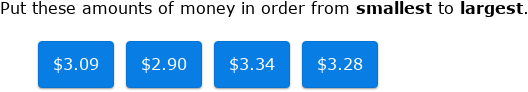 IXL - Put money amounts in order (Year 3 maths practice)