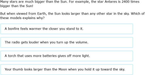 IXL - Brightness of the Sun and other stars (Year 5 science practice)