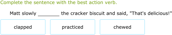 IXL - Use action verbs (Year 3 English practice)