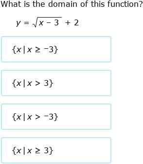IXL - Domain and range of radical functions (Year 11 maths practice)