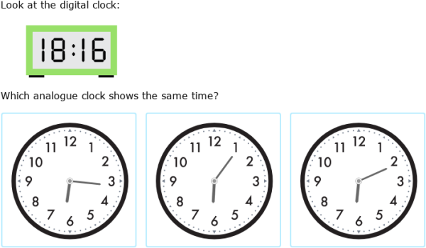 IXL - Match analogue and digital clocks (Year 3 maths practice)