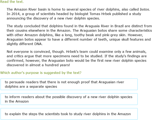 IXL - Identify the author's purpose (Year 8 English practice)