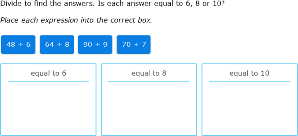 IXL - Division facts for 6, 7, 8, 9: sorting (Year 3 maths practice)