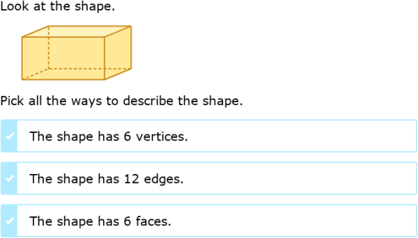 IXL - Attributes of three-dimensional shapes (Year 1 maths practice)