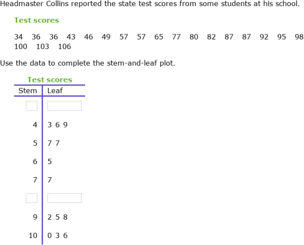 IXL - Create stem-and-leaf plots (Year 6 maths practice)