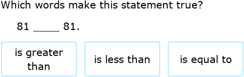 IXL - Compare numbers up to 120 using words (Year 1 maths practice)
