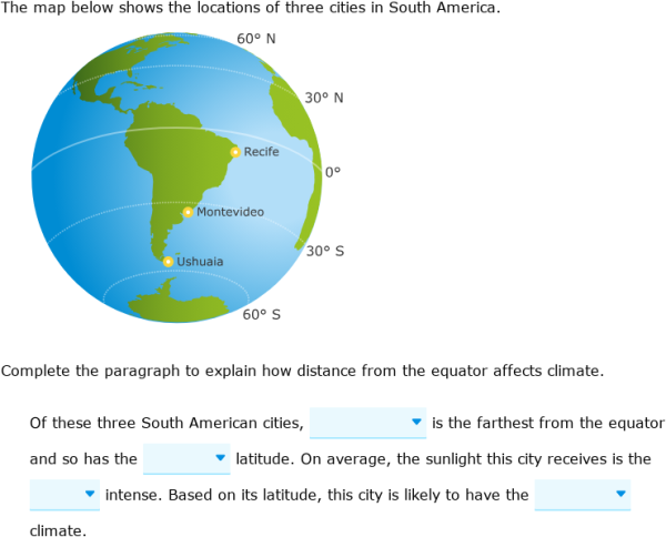 IXL - Factors affecting climate: latitude (Year 7 science practice)