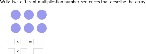 IXL - Write two multiplication sentences for an array (Year 3 maths practice)