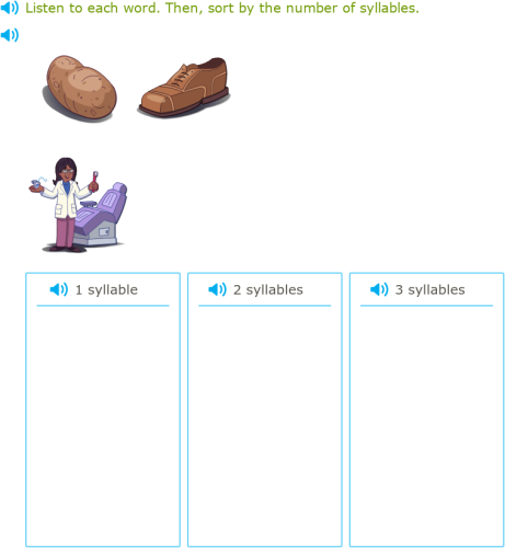 IXL - Sort by the number of syllables (Year 1 English practice)