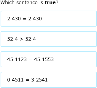 IXL - Compare decimal numbers (Year 5 maths practice)