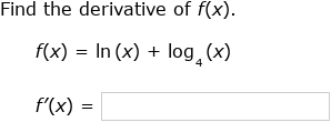 IXL - Find derivatives of logarithmic functions (Year 12 maths practice)