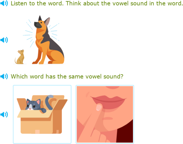 IXL - Find the word with the same vowel sound (Year 1 English practice)