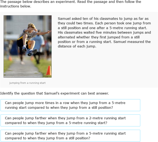 IXL - Identify the experimental question (Year 6 science practice)