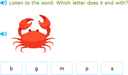 IXL - Which letter does the word end with? (Year 1 English practice)