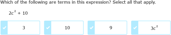 IXL - Identify terms and coefficients (Year 6 maths practice)