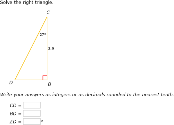 IXL - Solve a right triangle (Year 11 maths practice)