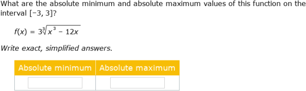 IXL - Find absolute extrema on a closed interval (Year 12 maths practice)